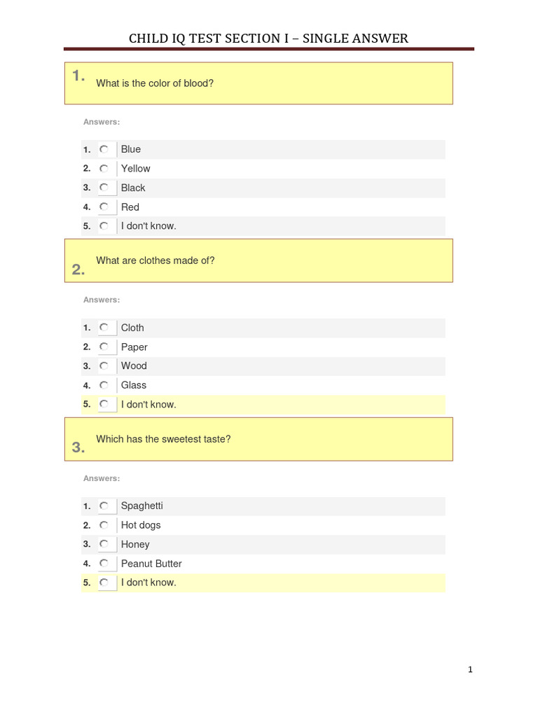 Dokumen - Tips - Child Iq Test | PDF | Self-Improvement | Wellness