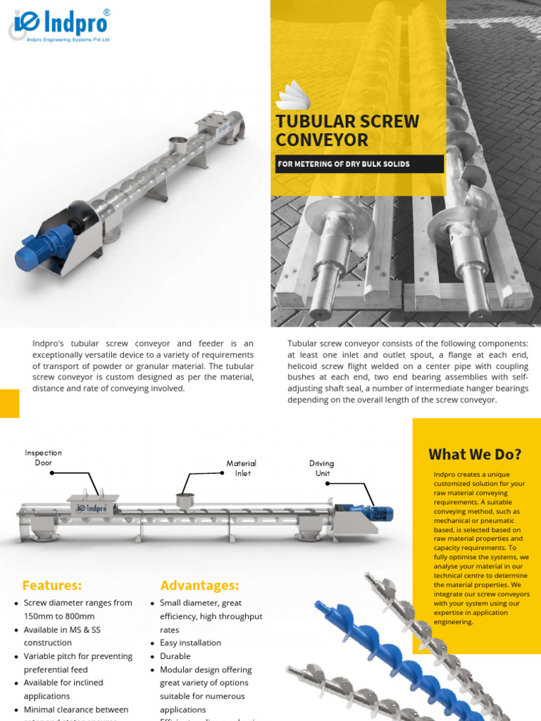 Tubular Screw Conveyor | PDF | Screw | Mechanical Engineering