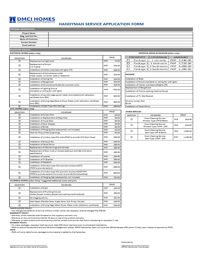Updated New Handyman Service Applcation | PDF | Manufactured Goods | Equipment