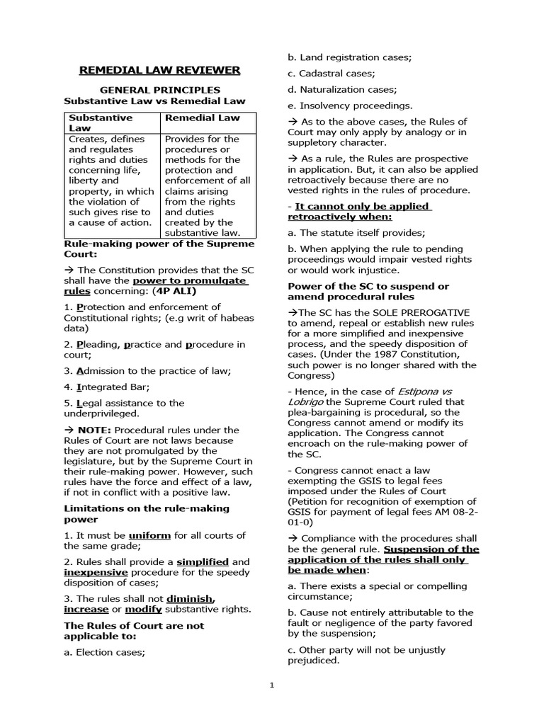Remedial Law Reviewer | PDF | Jurisdiction | In Rem Jurisdiction