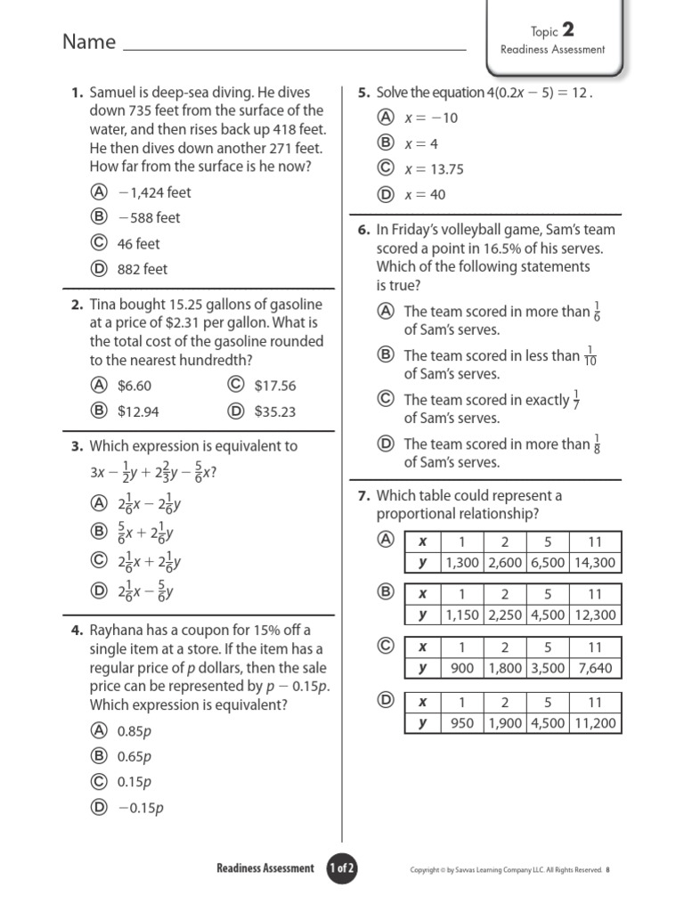 Printable Topic 2 Readiness Assessment | PDF