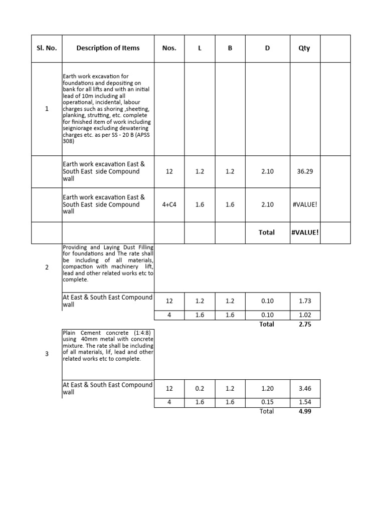 Glow Garden Tirupati Civil Work Billing | PDF | Concrete | Construction ...