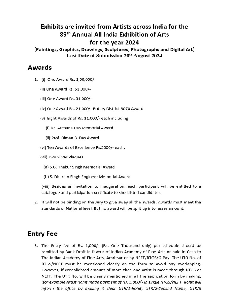 Call for Artists: 89th All India Arts Exhibition | PDF | Rail Transport
