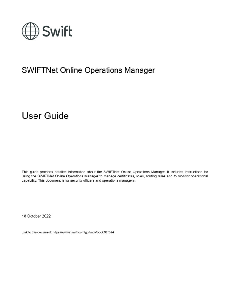 SWIFTNet Online Operations Manager | PDF | Menu (Computing) | Login
