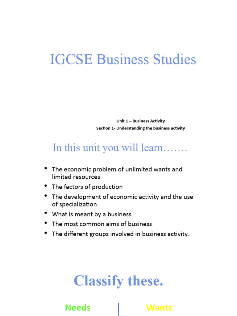 IGCSE Business Studies | PDF | Factors Of Production | Labour Economics