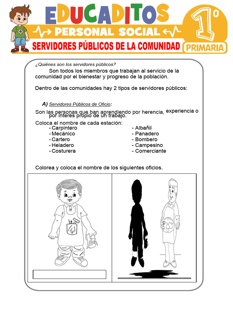 Servidores Publicos de La Comunidad para Primer Grado de Primaria | PDF ...