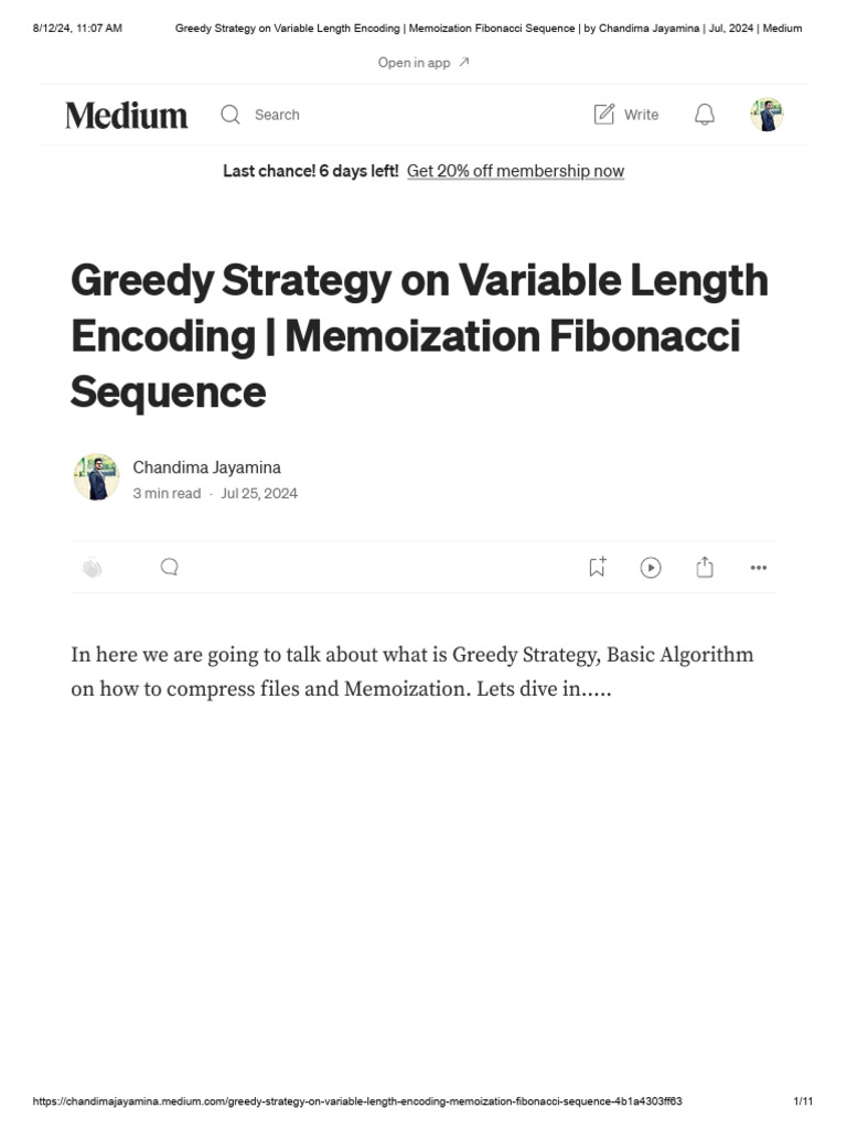 Greedy Strategy On Variable Length Encoding - Memoization Fibonacci ... Greedy Strategy On Variable Length Encoding - Memoization Fibonacci ...