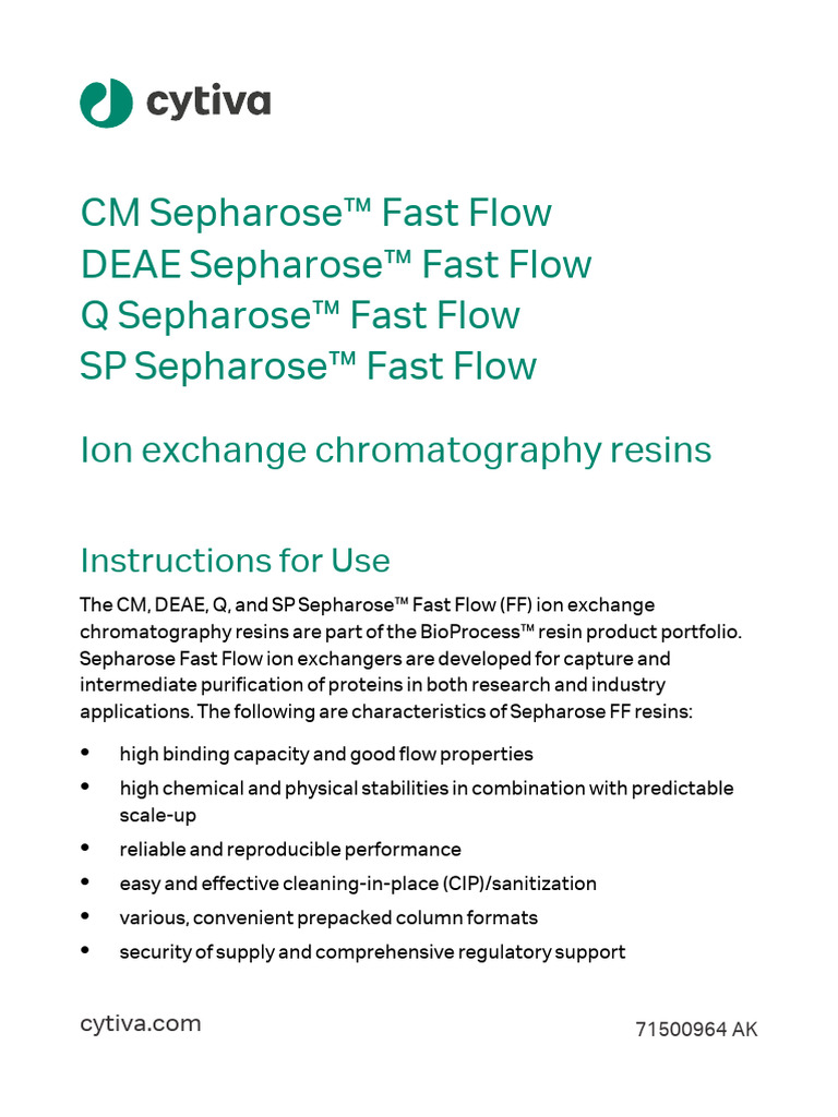 CM Sepharose™ Fast Flow DEAE Sepharose™ Fast Flow Q Sepharose™ Fast Flow SP Sepharose™ Fast Flow ...