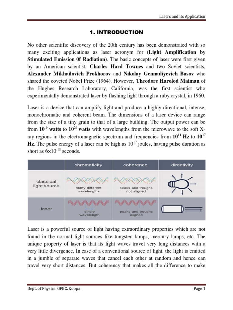 Lasers and Its Application (2) - 2 | PDF | Laser | Coherence (Physics)