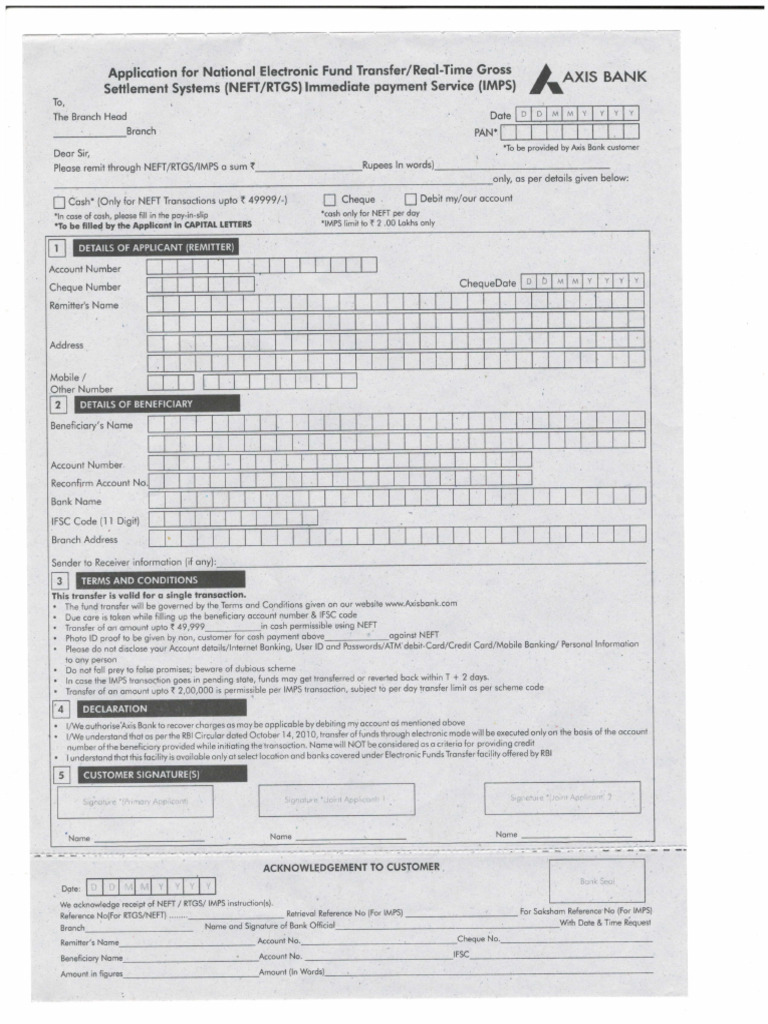 Axis RTGS Form | PDF | Service Industries | Financial Technology