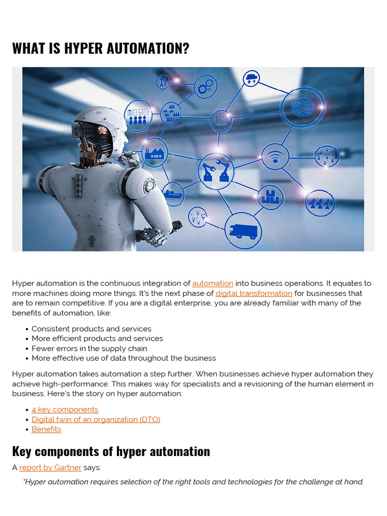 What Is Hyper Automation Pdf Automation Artificial Intelligence