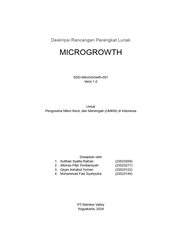 MicroGrowth SDD - Stardew Valley | PDF