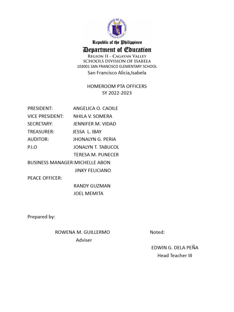 Homeroom Officers | PDF