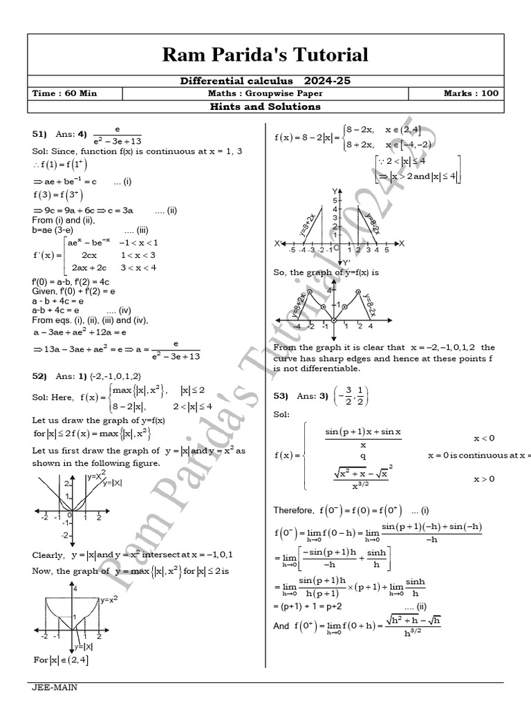 Differential Calculus Sol | PDF | Calculus | Mathematical Relations