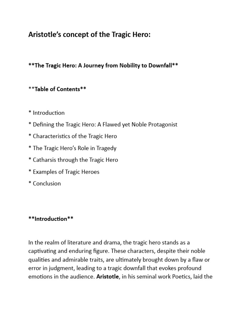 Aristotle's Concept of The Tragic Hero | PDF | Tragedy | Hero