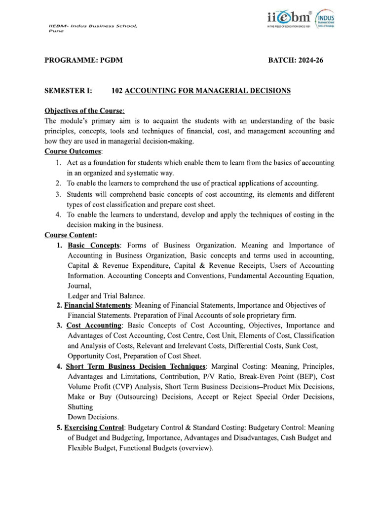 Accounting For Managerial Decisions | PDF