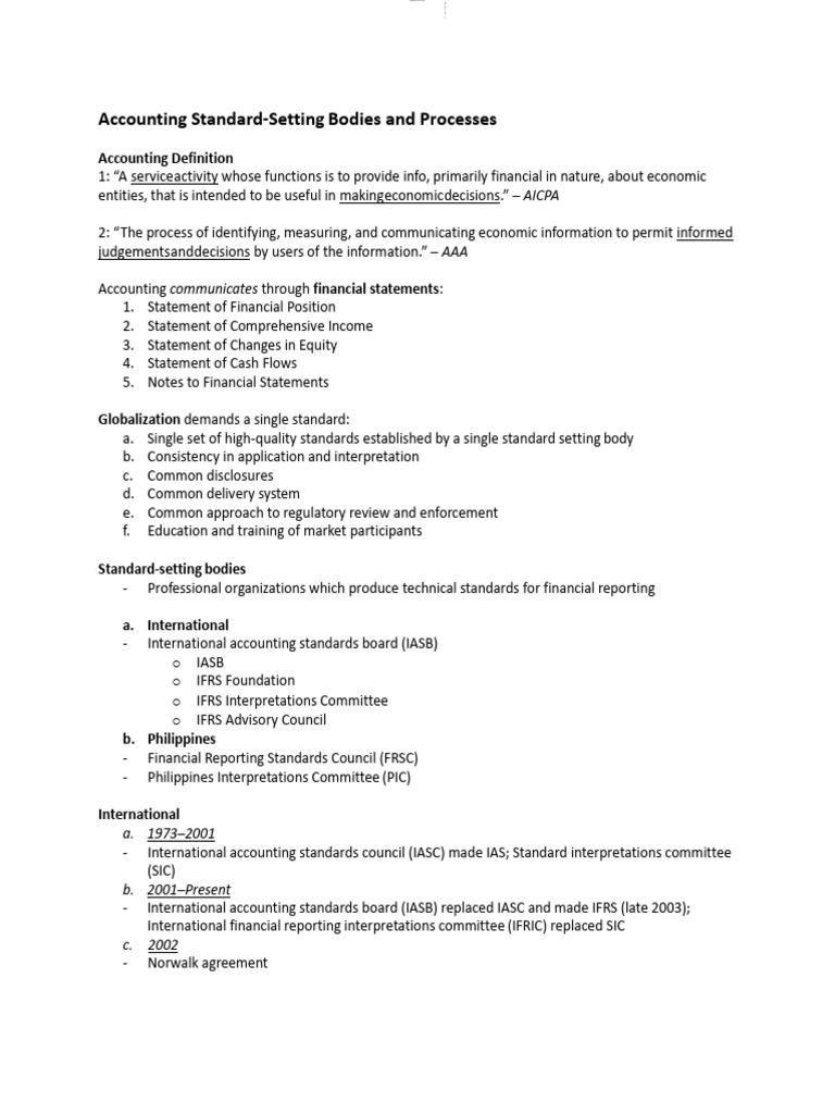 Syllabus 1.0 Outline - Accounting Standard Setting Bodies | PDF ...
