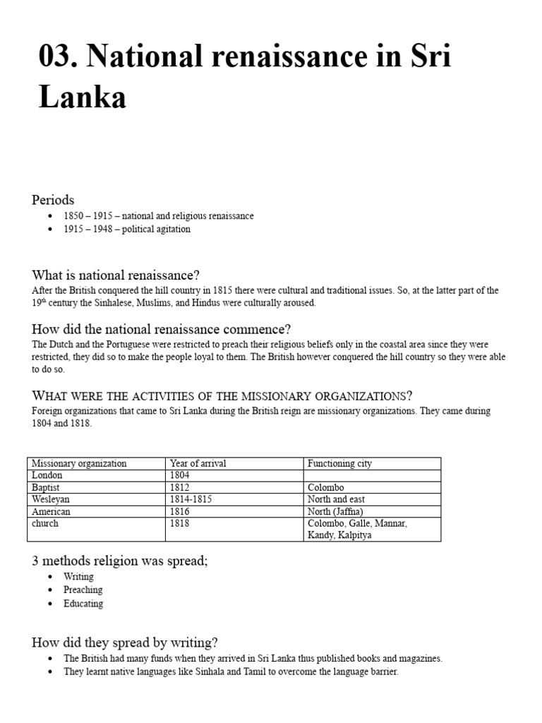 National Renaissance in Sri Lanka | PDF | Sri Lanka