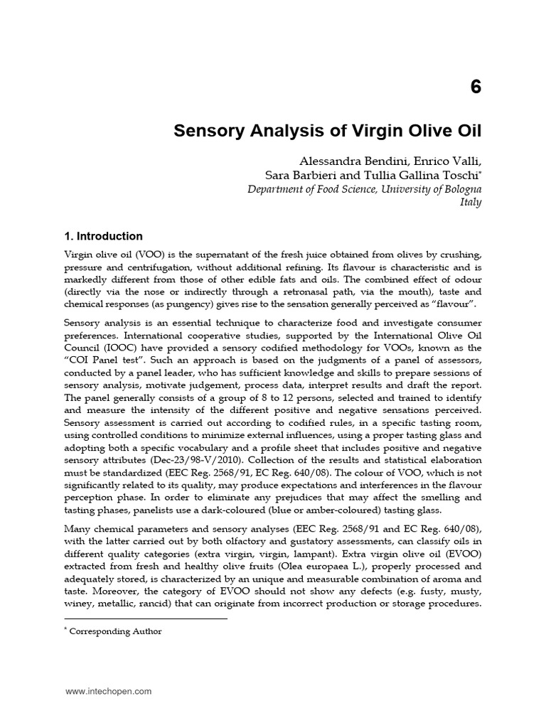 Bendini A Et Al Sensory Analysis of Virgin Olive Oil | PDF | Taste | Olive Oil