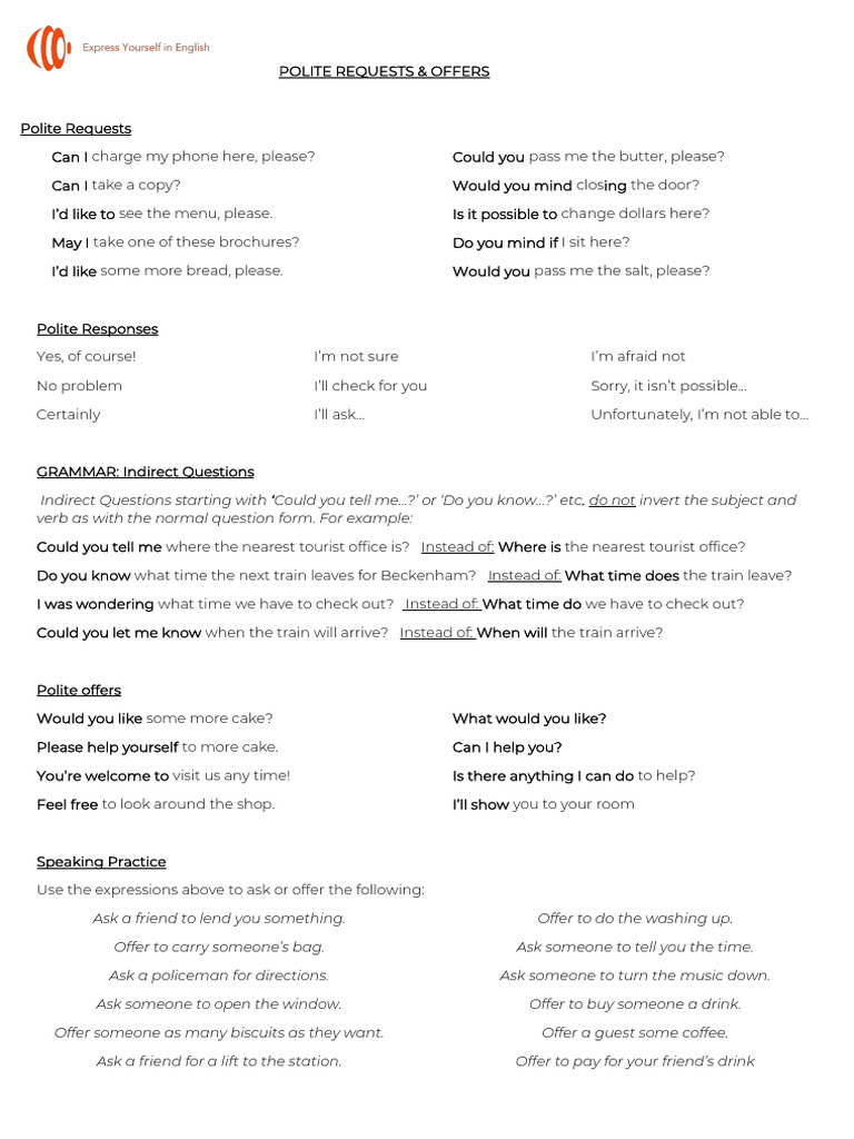 Polite Requests & Offers | PDF