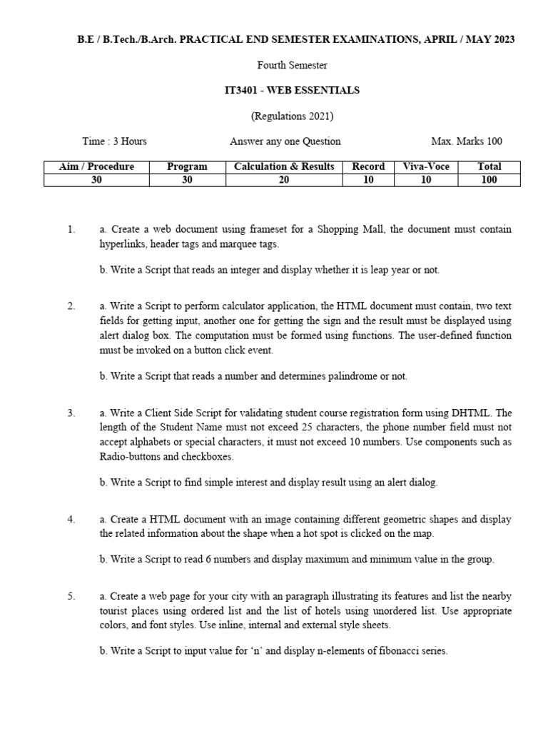 It3401 Set1 | PDF | Html Element | World Wide Web