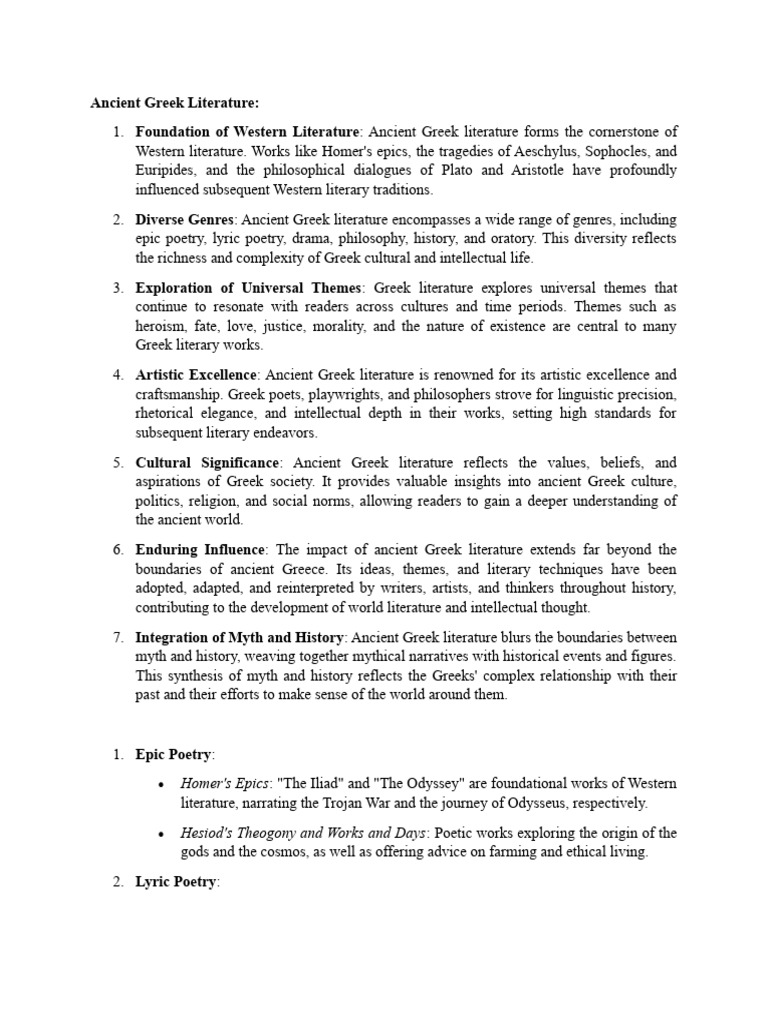 Overview of Ancient Greek Literature | PDF | Greek Mythology | Ancient ...
