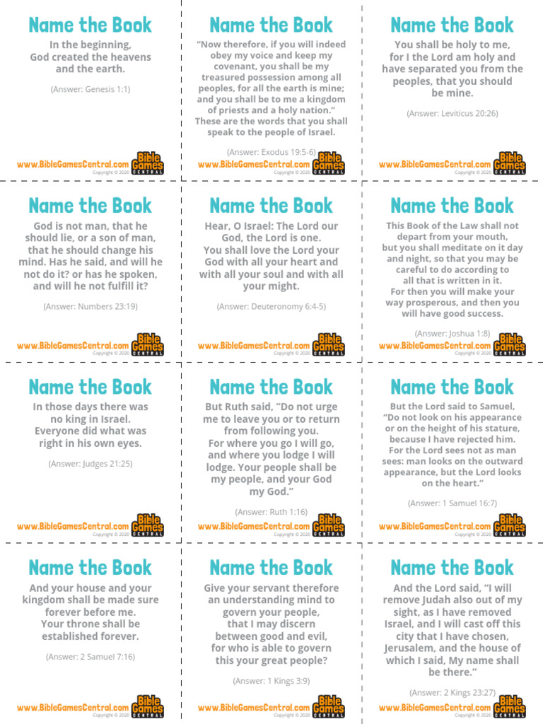 Name The Book Cards | PDF | Jesus | Book Of Numbers