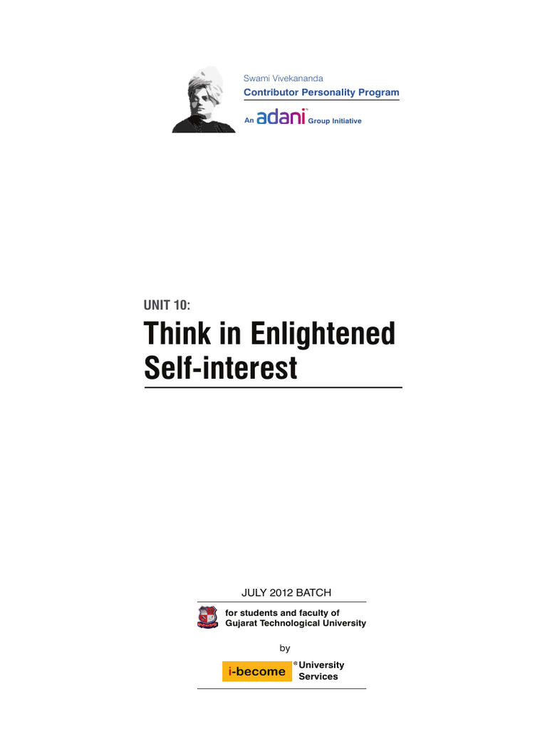 SB Unit 10 Think Enlightened Self-Interest Booklet | PDF | Self | Psychological Concepts