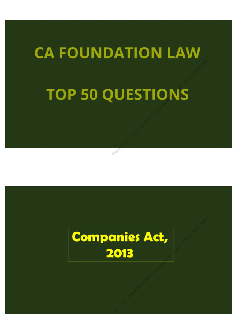 Top 50 Expected Questions CA Foundation Law Ca Foundation | PDF