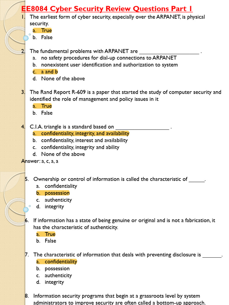 Review Questions Part1 Revised | PDF | Malware | Information Age