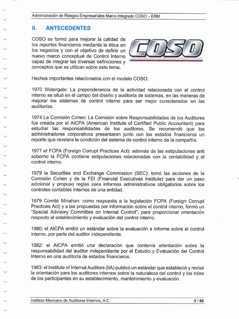 Antecedentes COSO | PDF