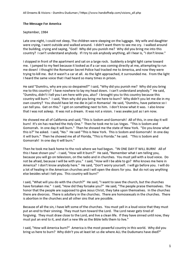 All Dreams & Visions - Dumitru Duduman | PDF | Sodom And Gomorrah | Satan