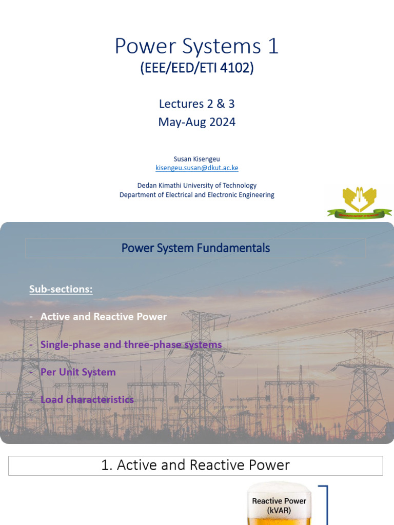 Power Systems 1 - Lecture 2 - 3 | PDF | Ac Power | Electronics
