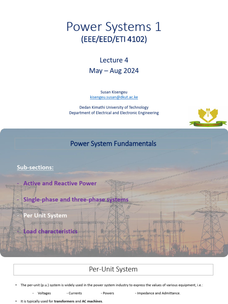Power Systems 1 - Lecture 4 | PDF | Electricity | Electric Power