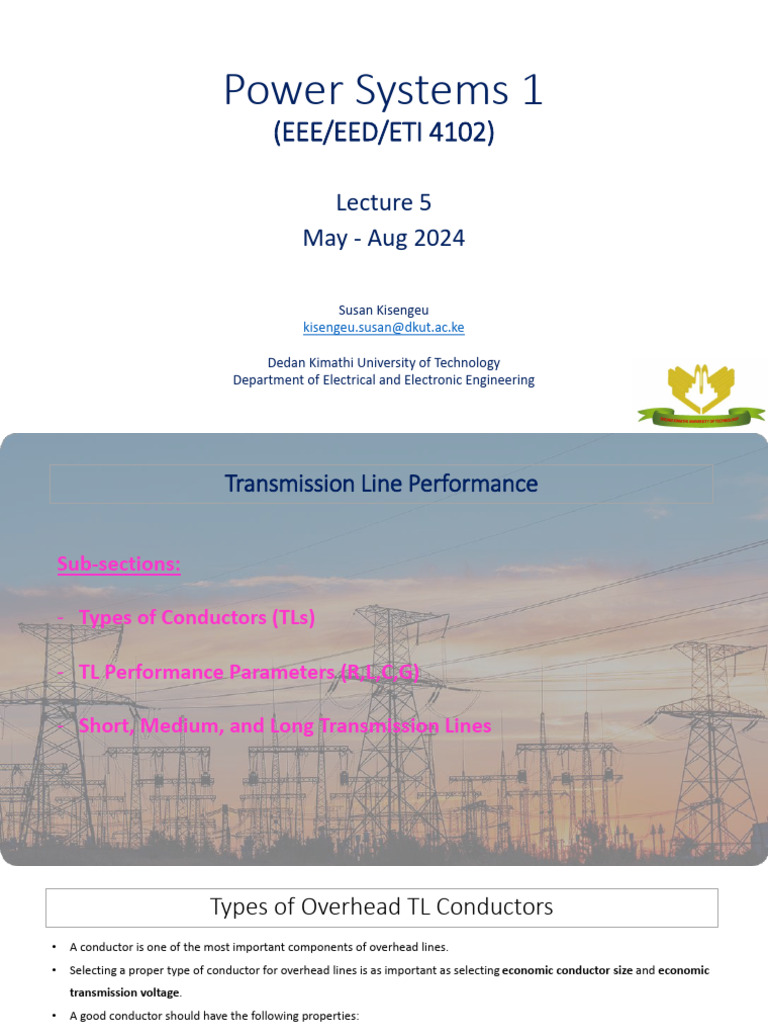 Power Systems 1 - Lecture 5 | PDF | Electric Power Transmission | Transmission Line