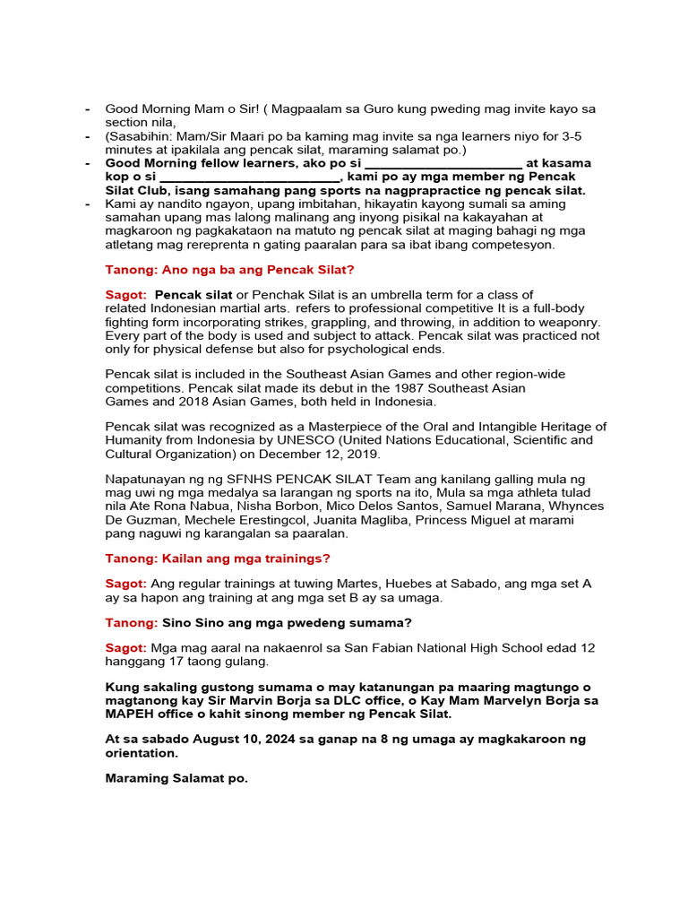 Pencak Silat Script | PDF