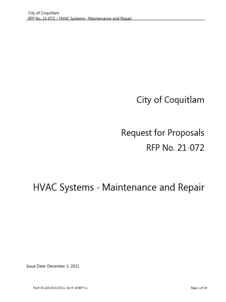21-072 RFP - HVAC Systems - Maintenance and Repair | PDF | Request For ...