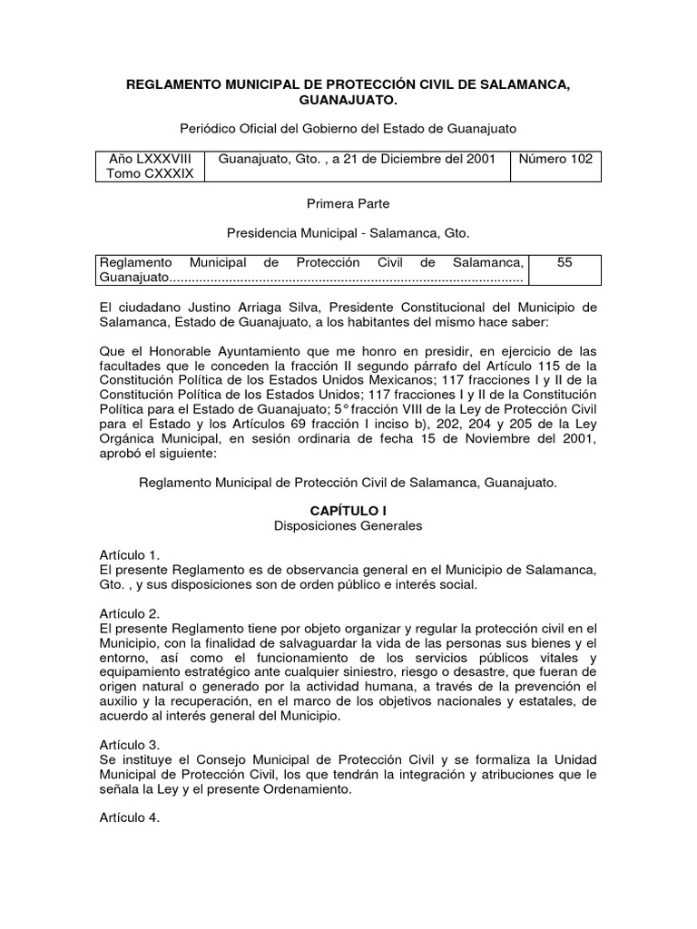 REGLAMENTO_MUNICIPAL_DE_PROTECCION_CIVIL | PDF | Defensa Civil | Gobierno