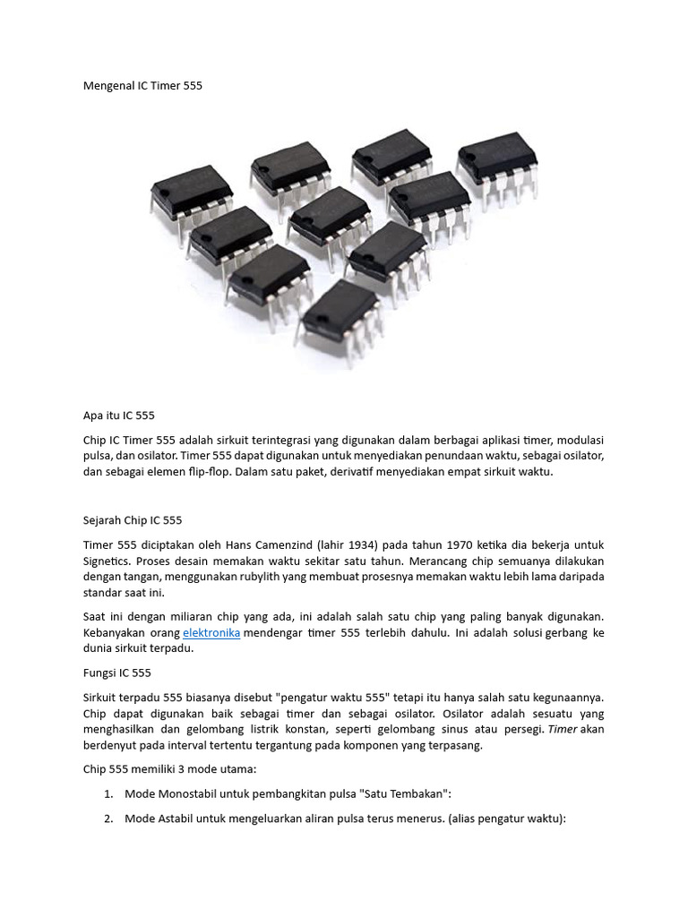Panduan Lengkap IC Timer 555 | PDF