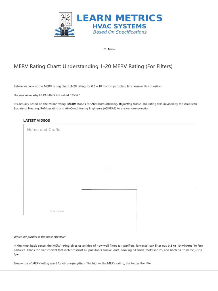 MERV Rating explanation | PDF