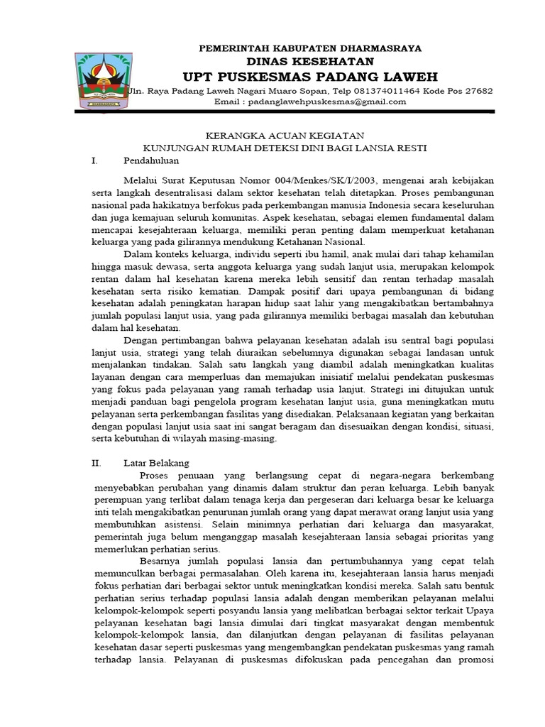 Kak Kunjungan Rumah Lansia Resti | PDF | Pengembangan Diri | Kesehatan Holistik