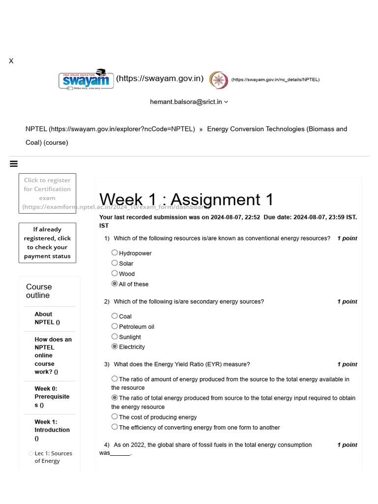 Energy Conversion Technologies (Biomass and Coal) - - Unit 4 - Week 1_ Introduction | PDF ...