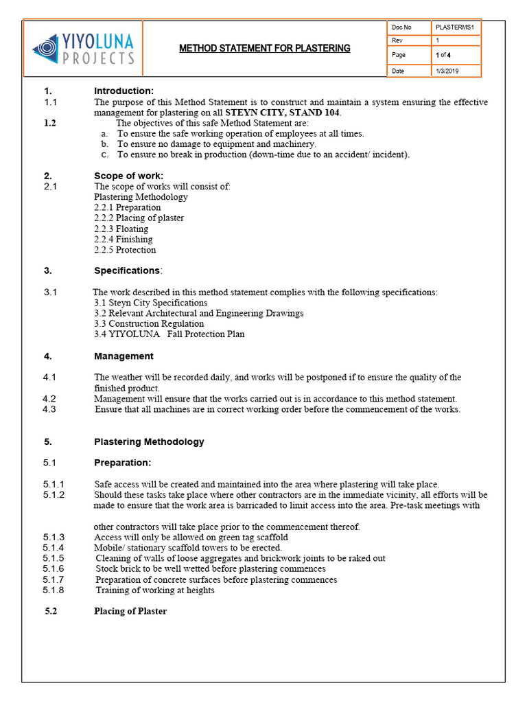 plastering MS | PDF | Personal Protective Equipment | Concrete