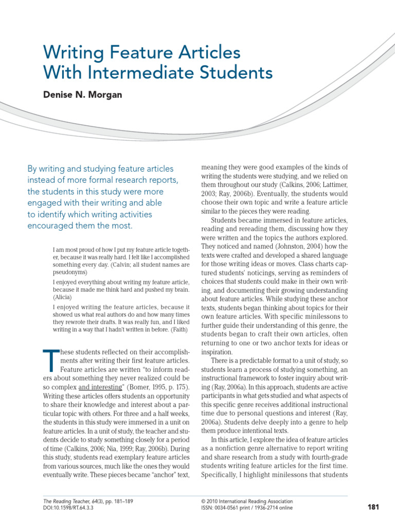 Writing Feature Articles With Intermedia | PDF | Thought | Experience