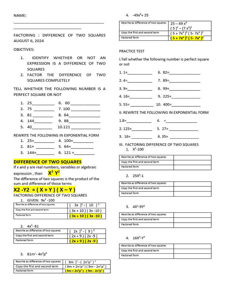 Factoring W1 Sum of Two Squares | PDF | Mathematics | Algebra