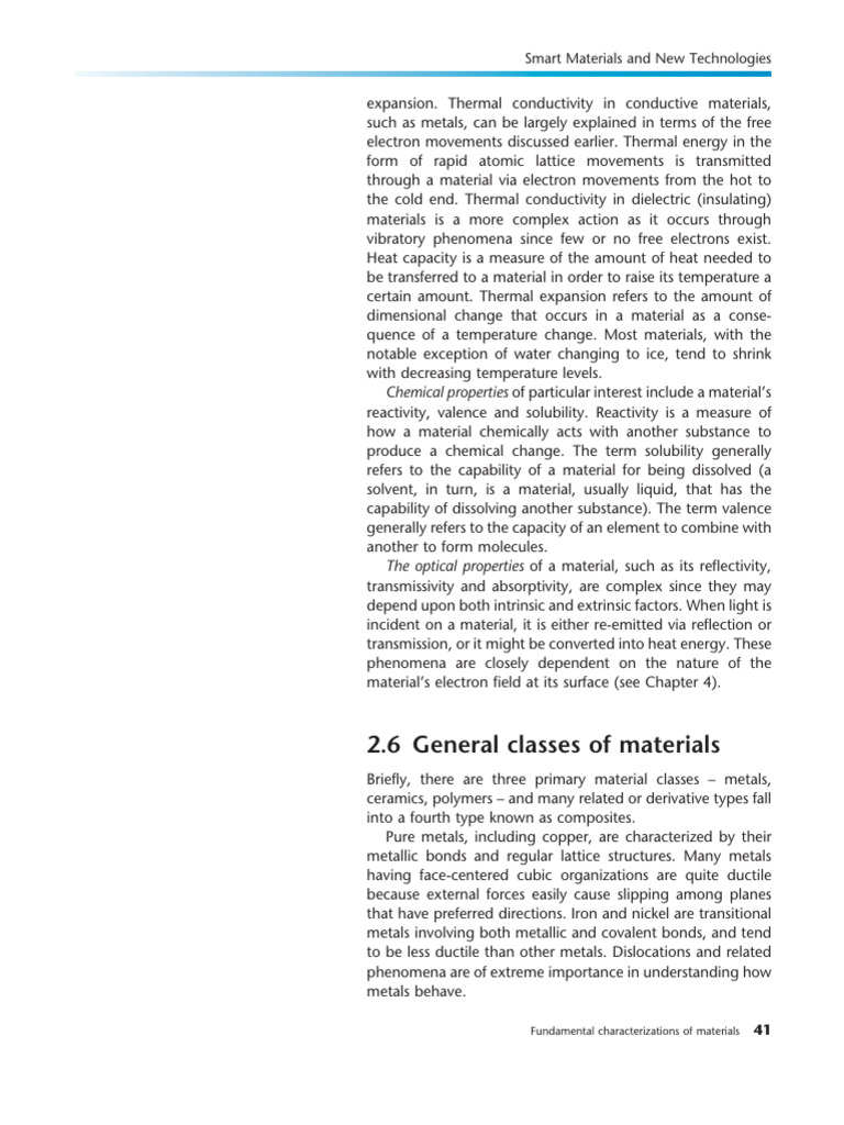 2.6 General Classes of Materials: Smart Materials and New Technologies ...