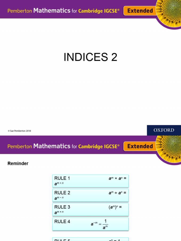 A2 Indices 2 | PDF | Elementary Mathematics | Numbers