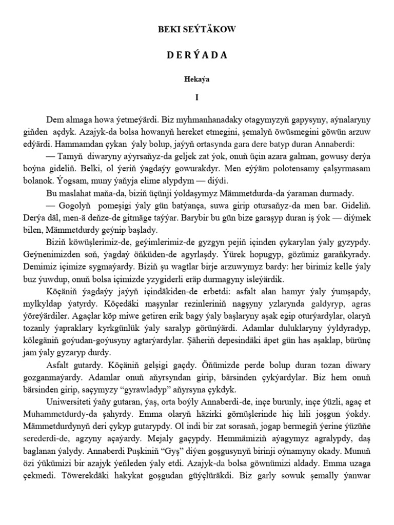Beki Seýtäkow Derýada (Hekaýa) | PDF