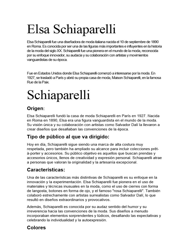 Schiaparelli | PDF | Moda | Diseño de moda