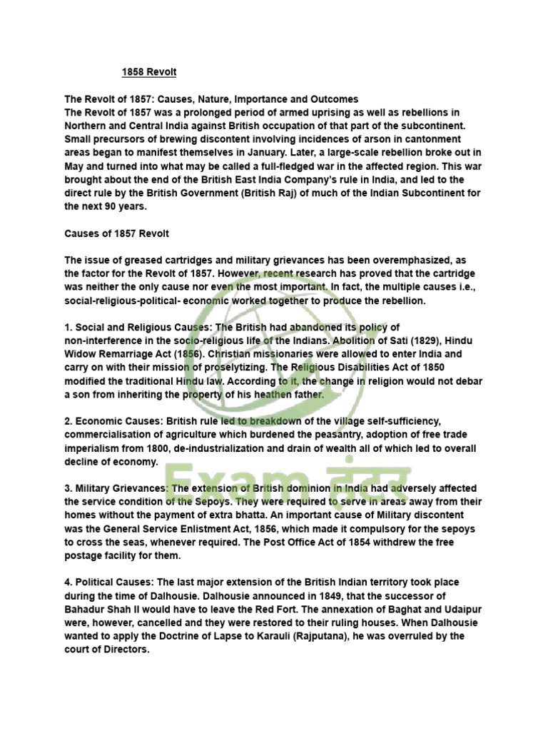 1857 revolt | PDF | Indian Rebellion Of 1857 | British Raj